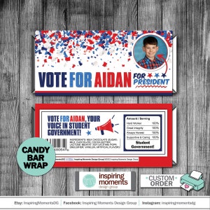 School Elections Candy Bar Wrappers | Vote | Election | Student | Candy ...