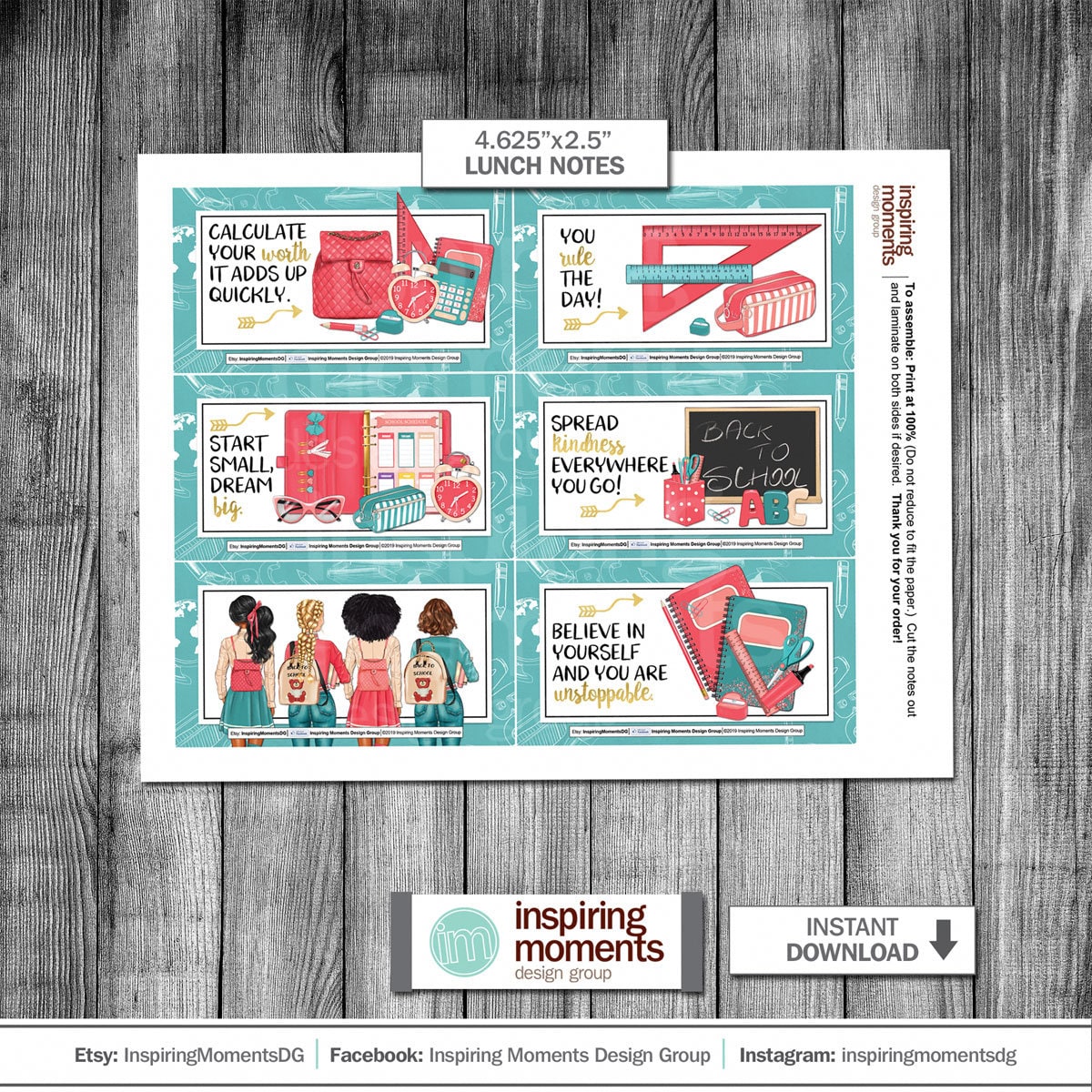 INSTANT DOWNLOAD Printable Kids Lunch Tags Girls | Etsy