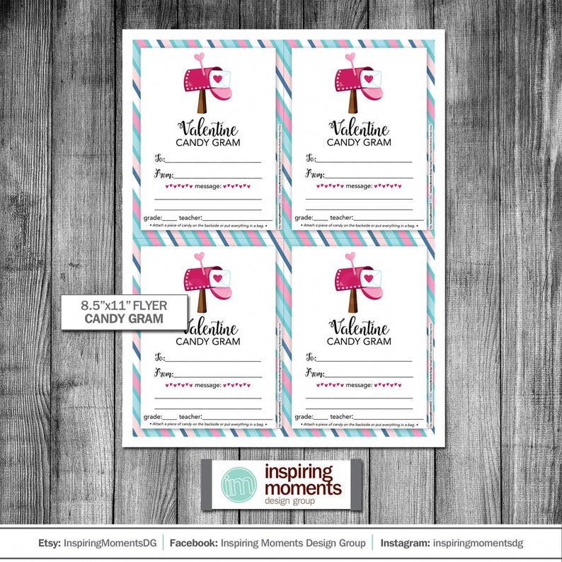 Dance Party Event Flyer Printable Valentines Candy Grams | Etsy