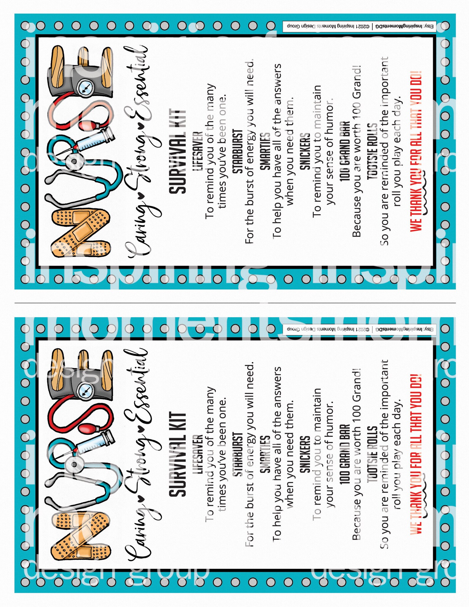 Nurse Survival Kit Flyer Printable Nurses Healthcare Hero - Etsy