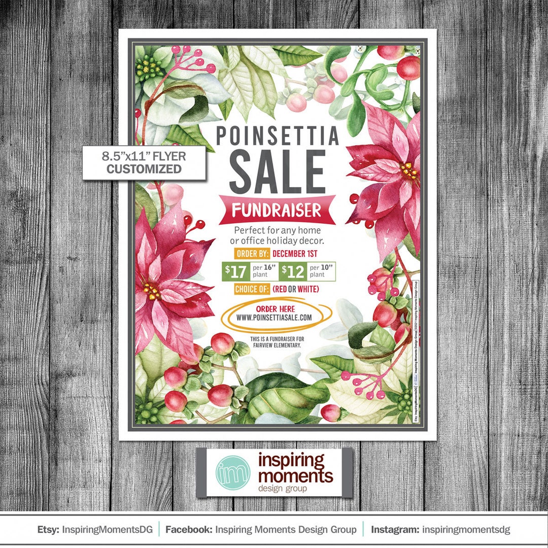 Poinsettia Plant Sale Event Flyer Printable, Winter, Christmas ...