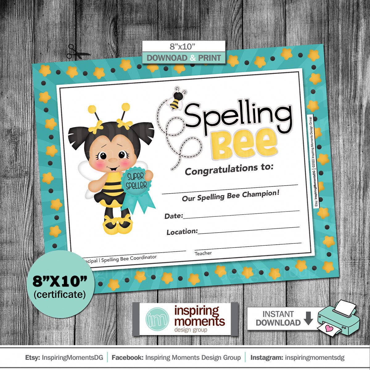 Spelling Bee Certificate, Sign, Congratulations, Elementary School ...