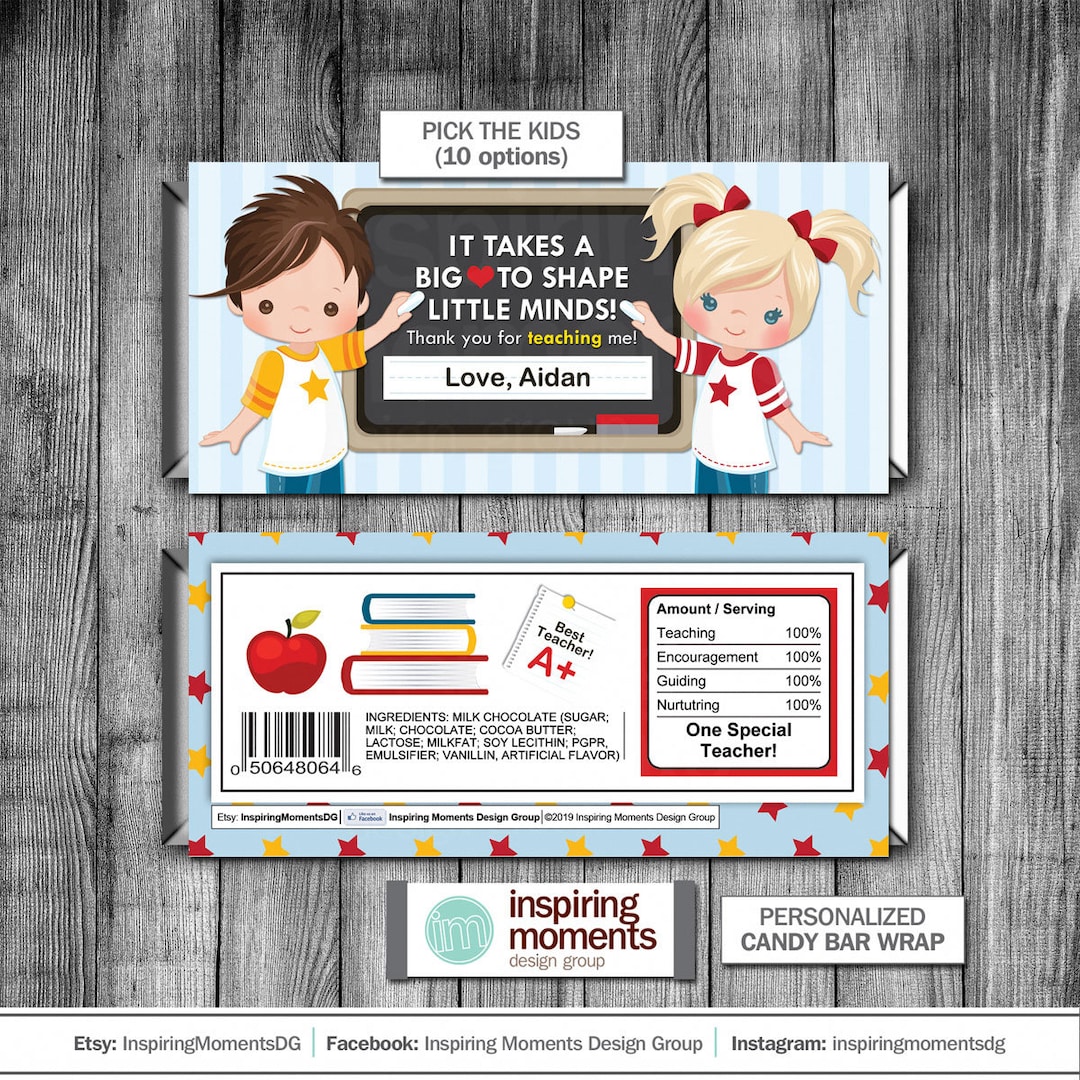 Teachers Appreciation Candy Bar Wrap, Thank You, End of the School Year ...