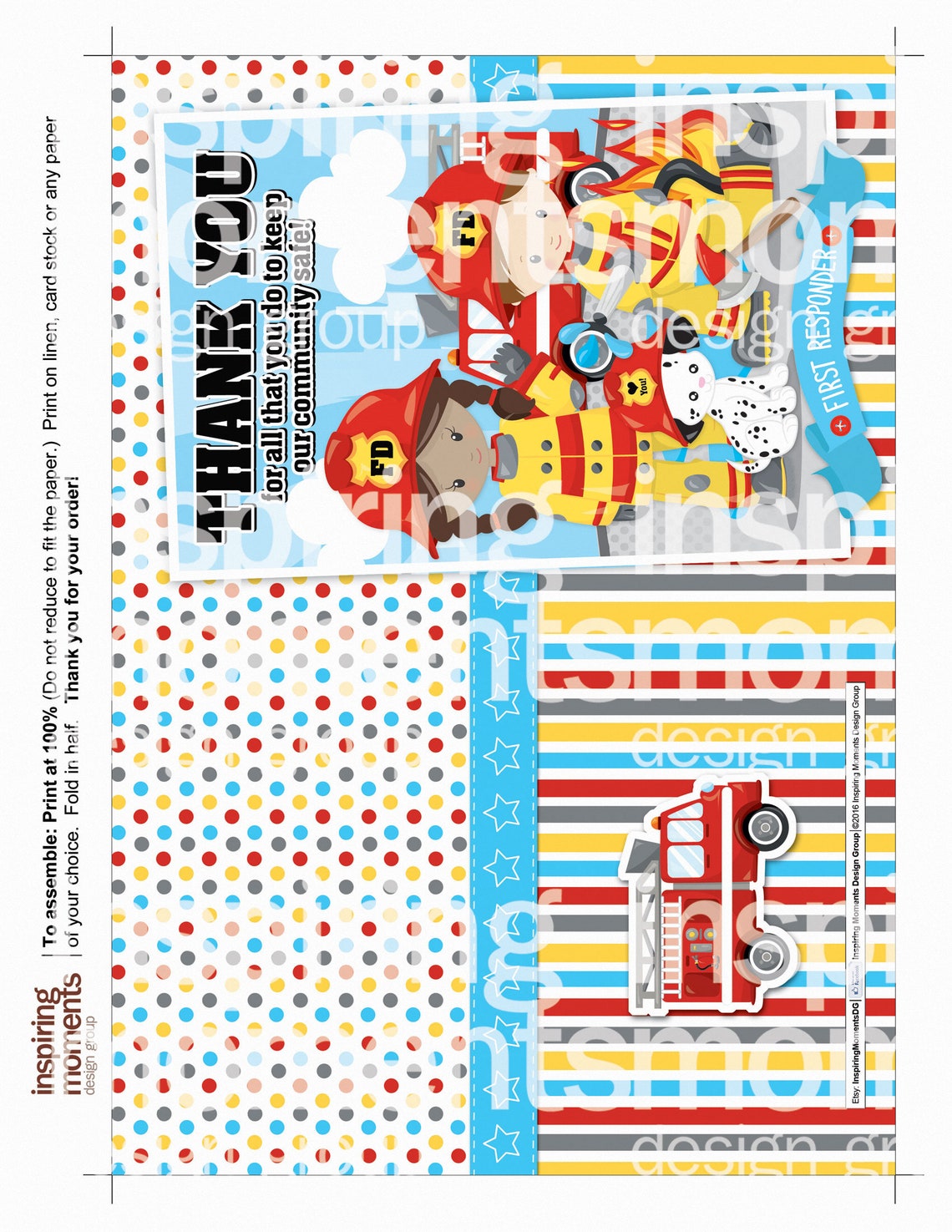 Firefighters Appreciation Thank You Card First Responders - Etsy