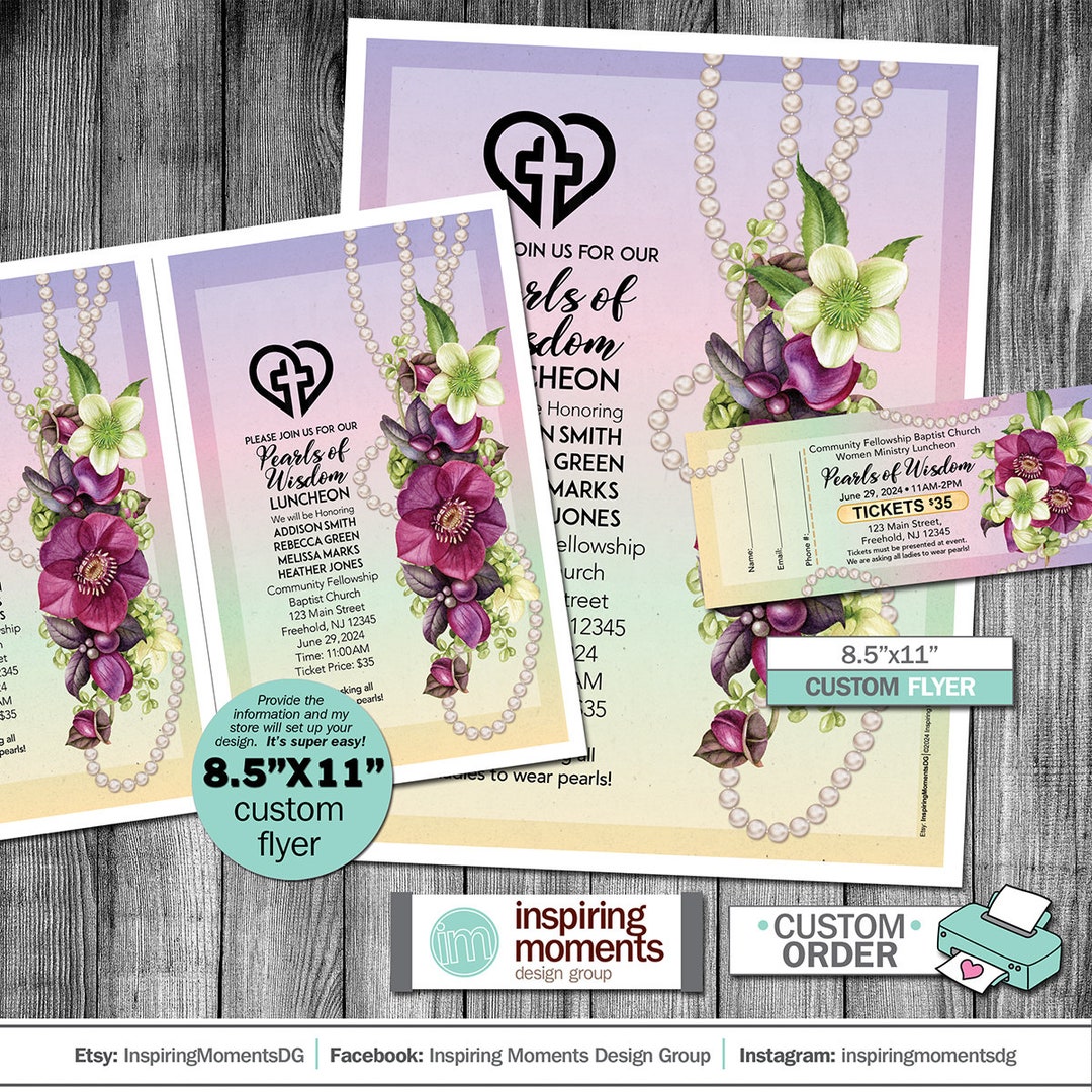 Ladies Lunch Event Flyer Printable, Pearls Luncheon Tea, Mothers Day ...