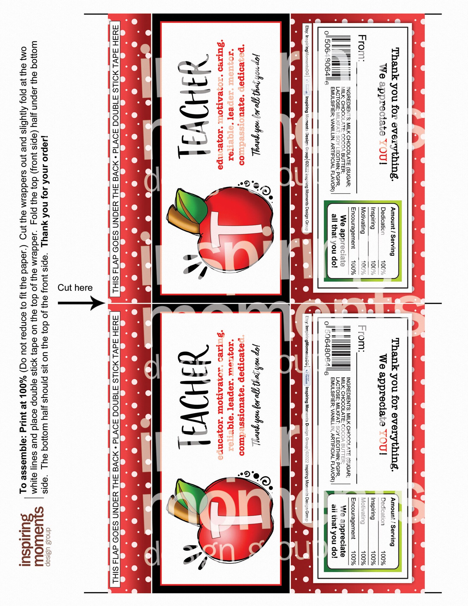 Gift for Teacher Teachers Assistant Appreciation Week Candy - Etsy