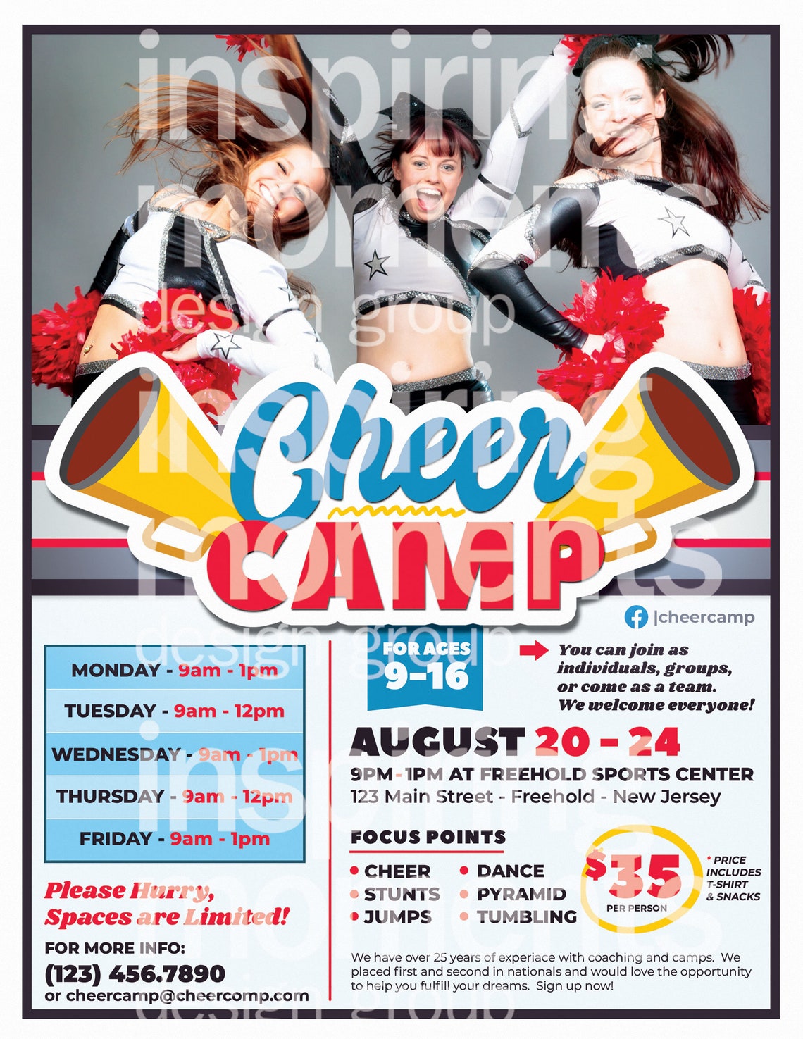 Cheer Camp Event Flyer Printable Cheerleaders Cheerleader - Etsy