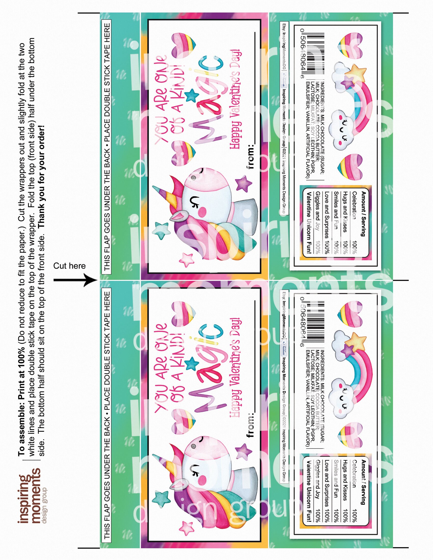 Unicorn Valentine Candy Bar Wrappers Magical Valentine Candy | Etsy