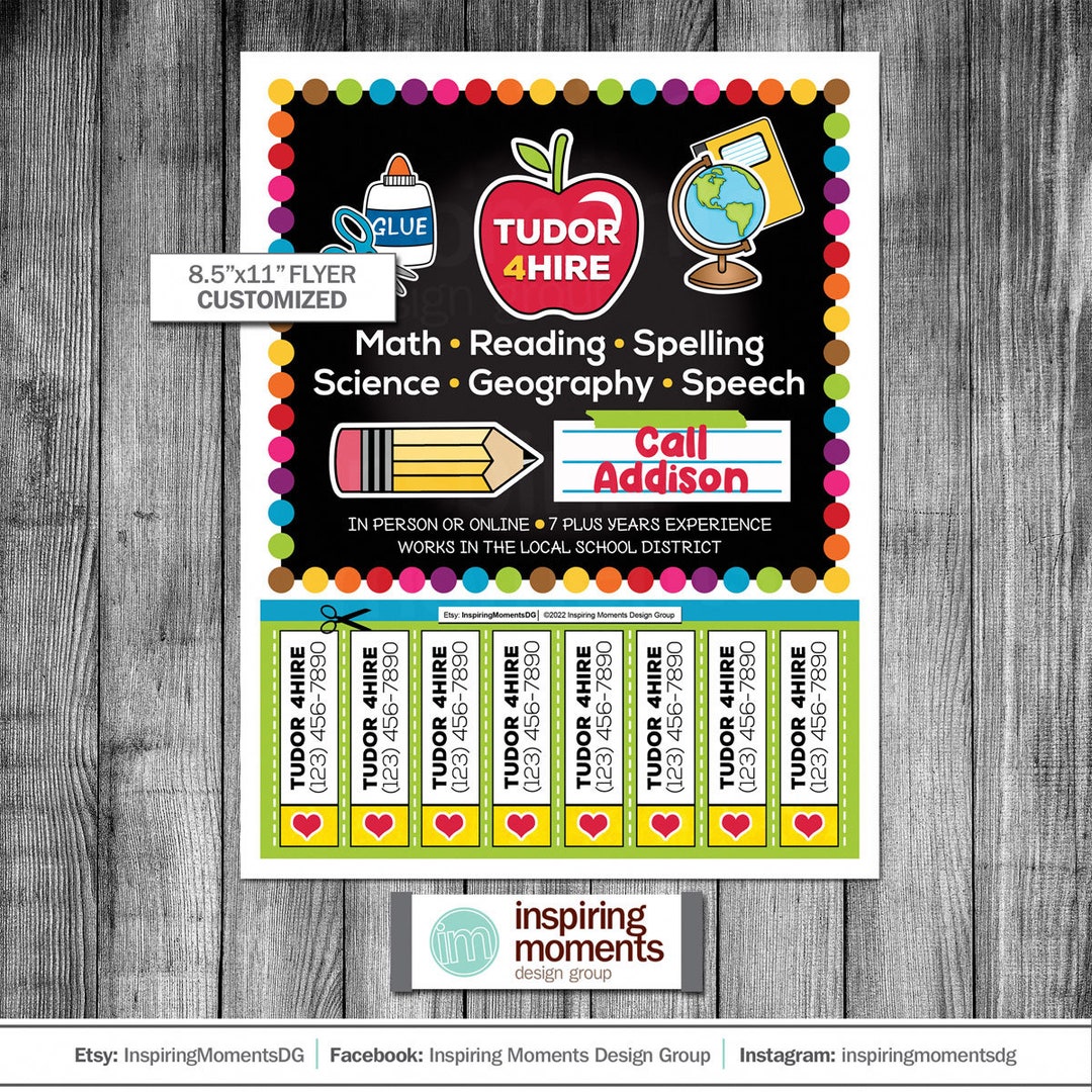 Custom Tutor Flyer: Printable Teacher Handout (8.5"x11") - Etsy
