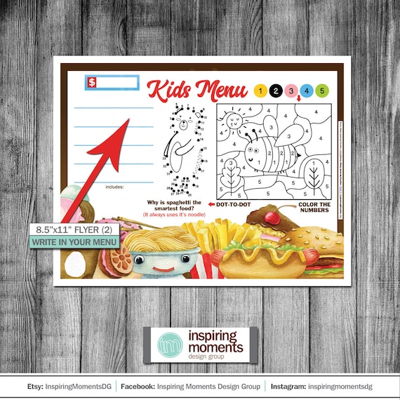 Free Printable Kids Menu Template