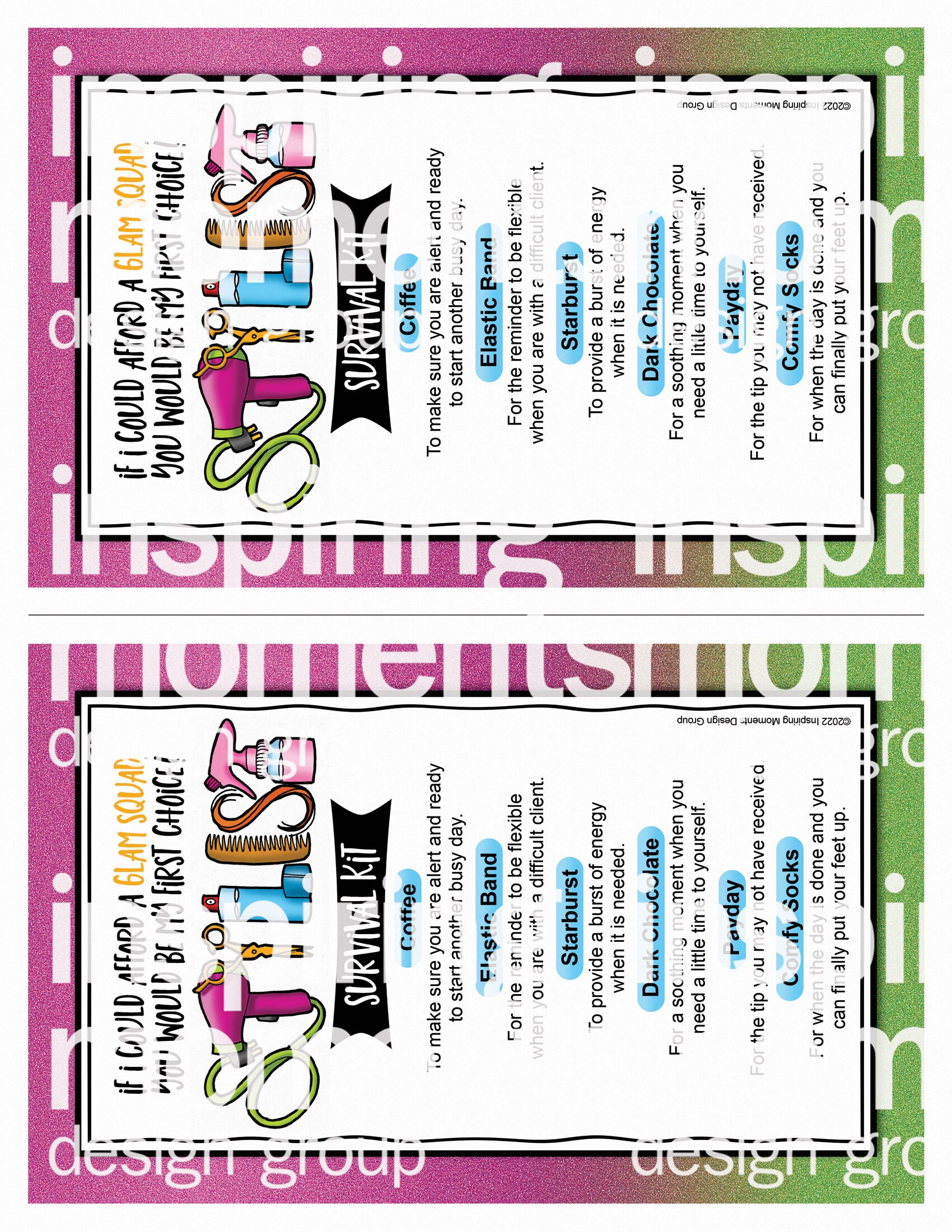 Hair Stylist Survival Kit Flyer Printable: Salon Gift (instant Download ...