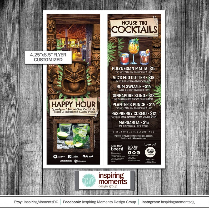 Tiki Bar Drink Menu Cocktail Party Menu Cocktails House | Etsy