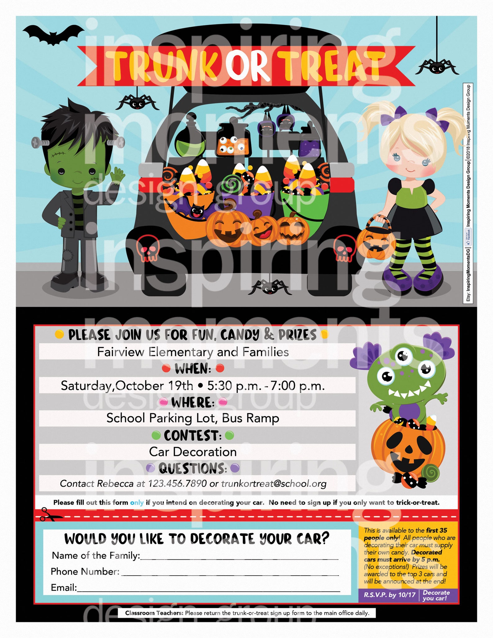 Trunk or Treat Event Flyer Printable Halloween PTA PTN | Etsy