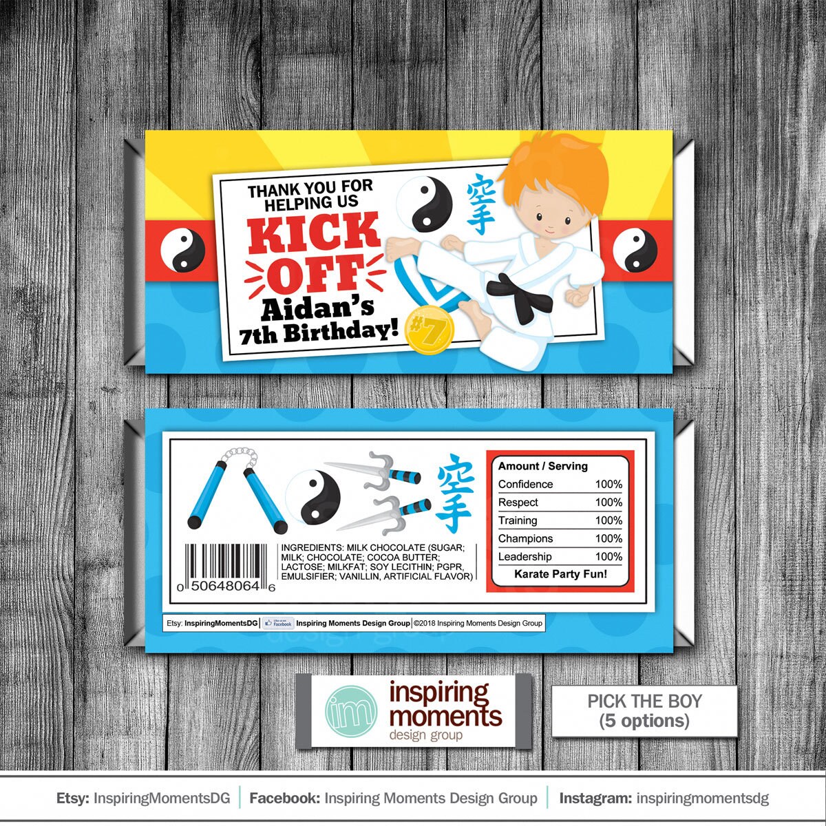 Karate Boy Candy Bar Wrap Birthday Thank You Gift - Etsy