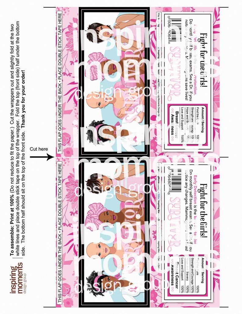 Breast Cancer Candy Bar Wrap Breast Cancer Awareness Find | Etsy