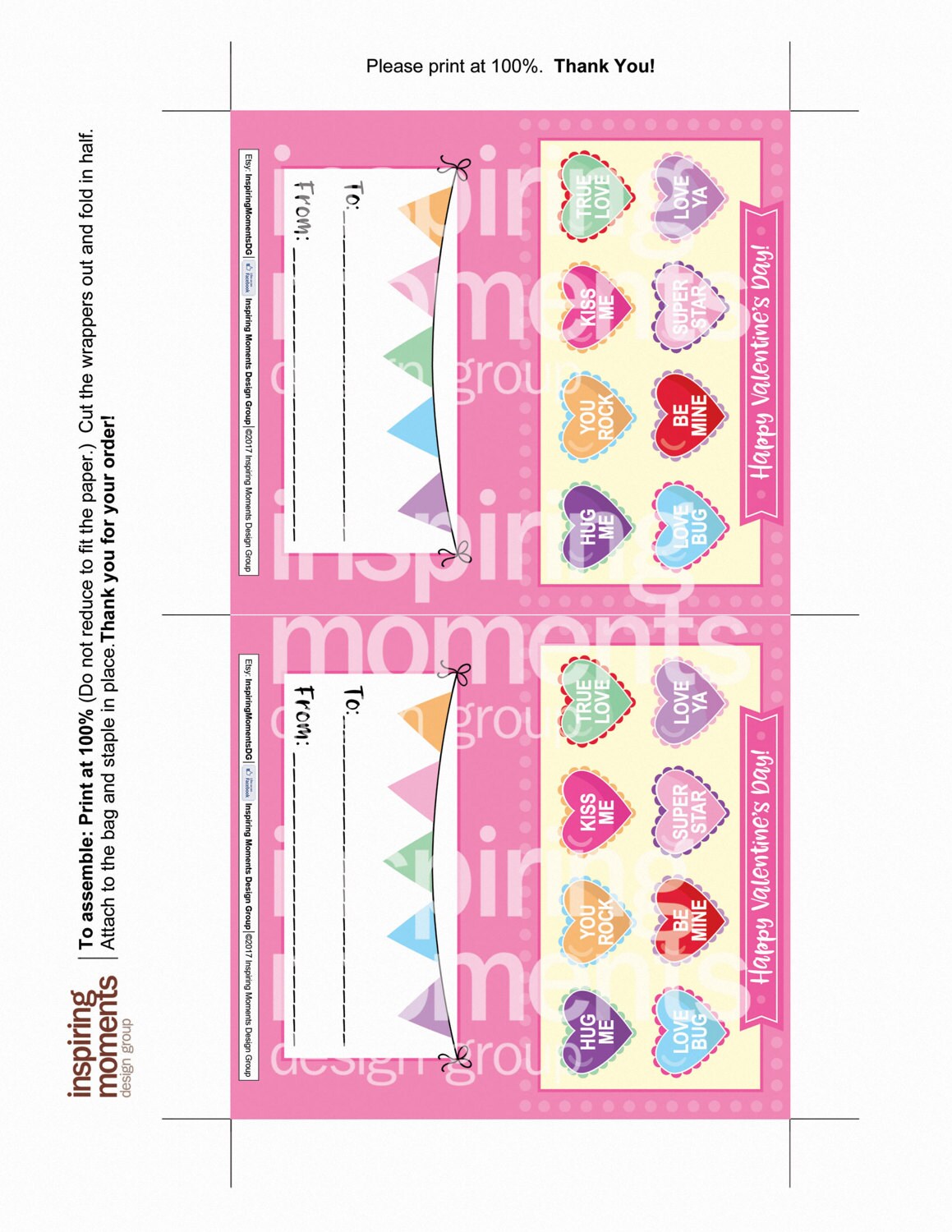 Printable Valentine Bag Tags Conversation Hearts Valentine | Etsy