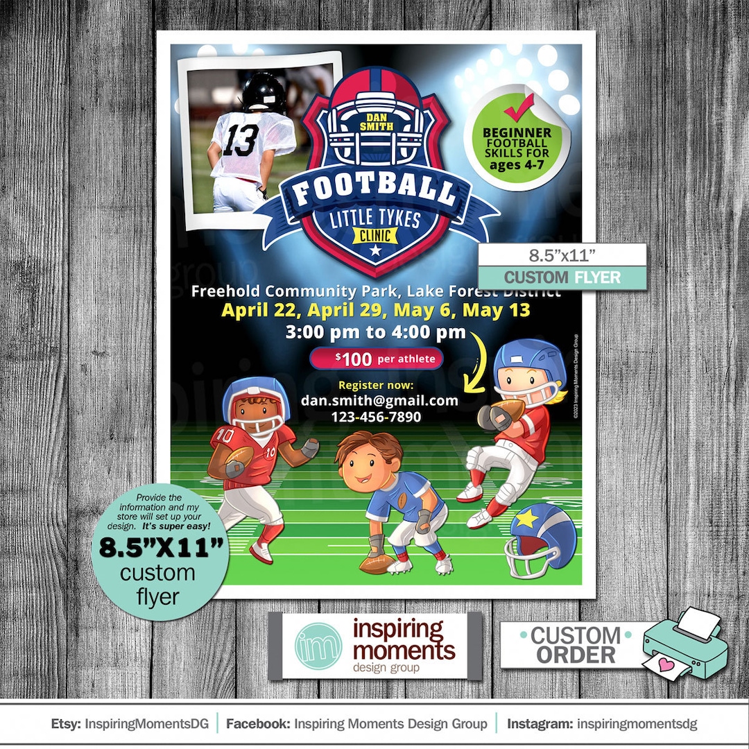 Football Little Tykes Clinic Event Flyer Printable, Flag Football, New ...