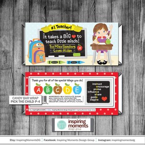 Teachers Appreciation Candy Bar Wrap, Thank You, End of the School Year ...