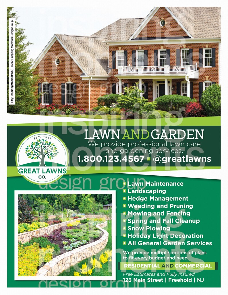 Lawn and Garden Event Flyer Printable Landscaping Lawn Care - Etsy