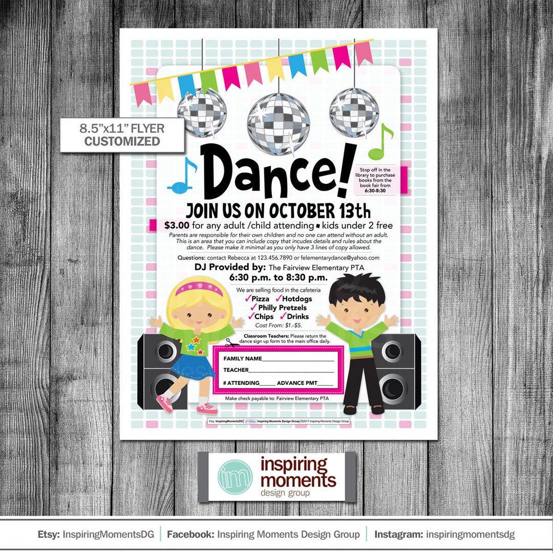 Dance Party Event Flyer Printable, Valentines, PTA, PTN, School Flyer ...