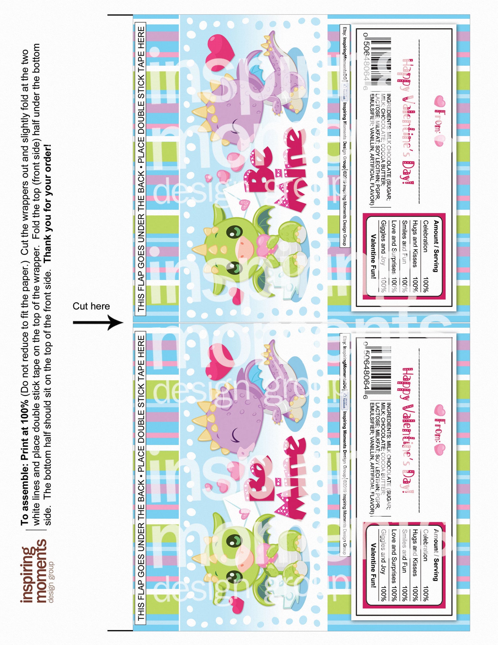 Valentine Dragon Candy Bar Wrappers Dragons Candy Bar Wrap - Etsy