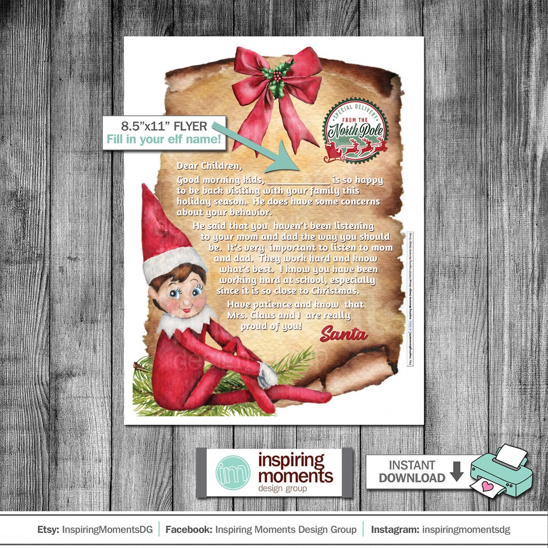 Letter From Your Elf Flyer Printable Naughty Behavior - Etsy
