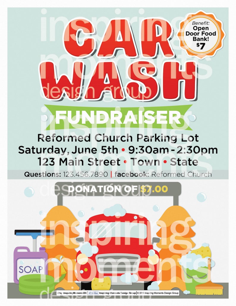 Car Wash Event Flyer Printable Fundraiser Business PTA | Etsy