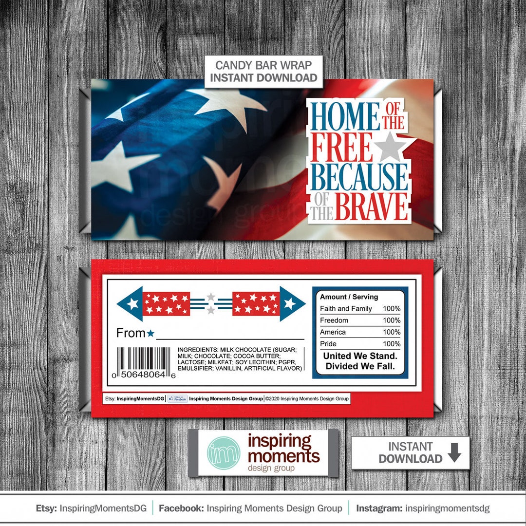Patriotic Candy Bar Wrap: 4th of July USA Flag (PDF) - Etsy