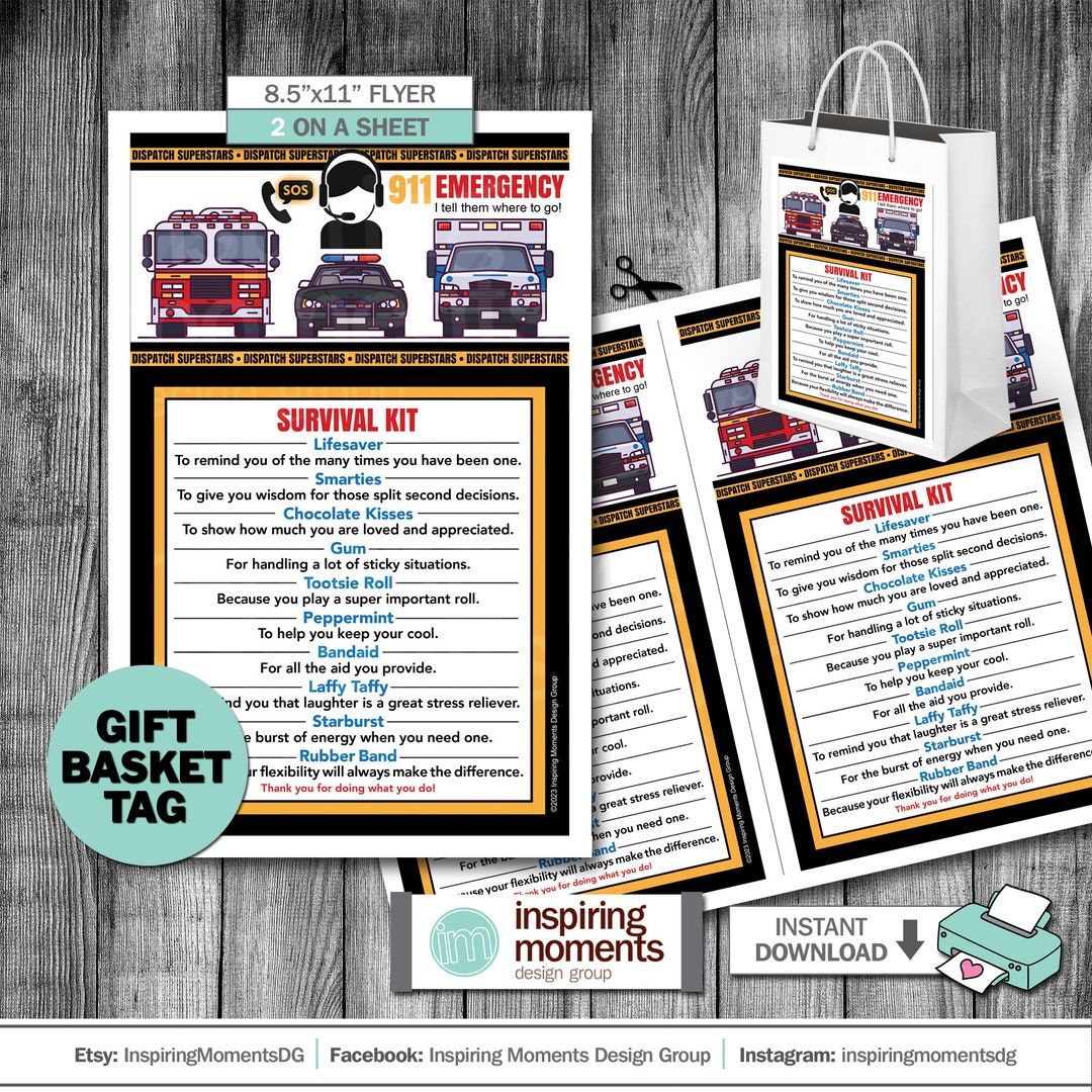 911 Dispatch Appreciation Candy Poem Bag Tag, Dispatchers Survival Kit ...