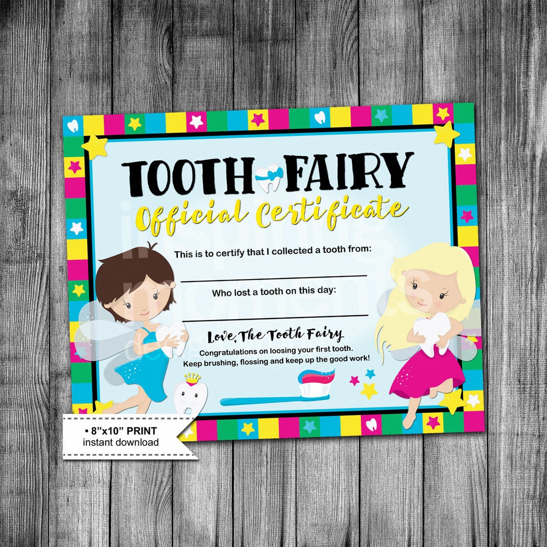 Tooth Fairy Certificate, 8x10 Print, First Tooth, Boy, Girl, DIY ...