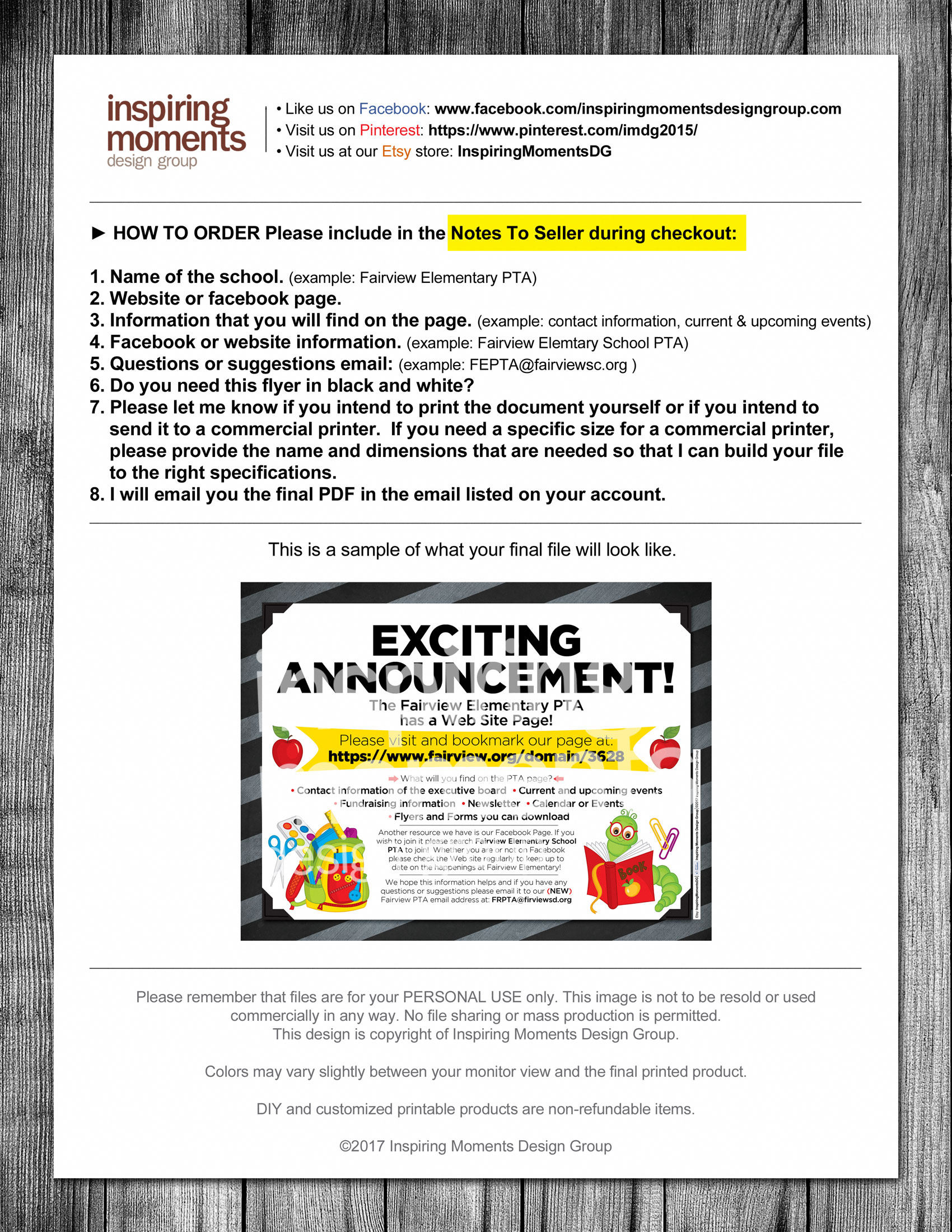 Announcement Example For School