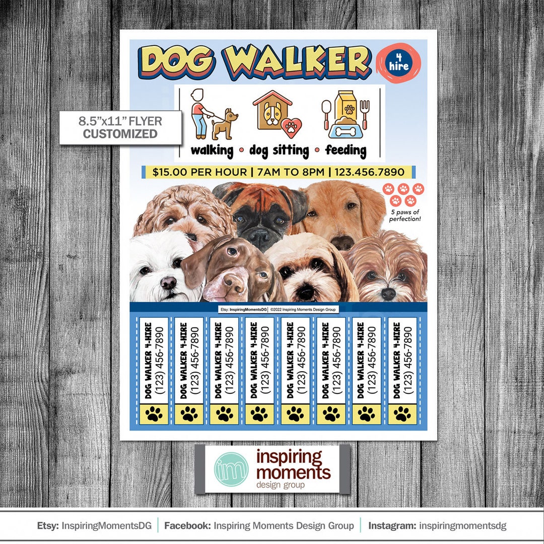 Dog Walker Business Flyer Printable, Marketing Walking Dogs, Pet Store ...