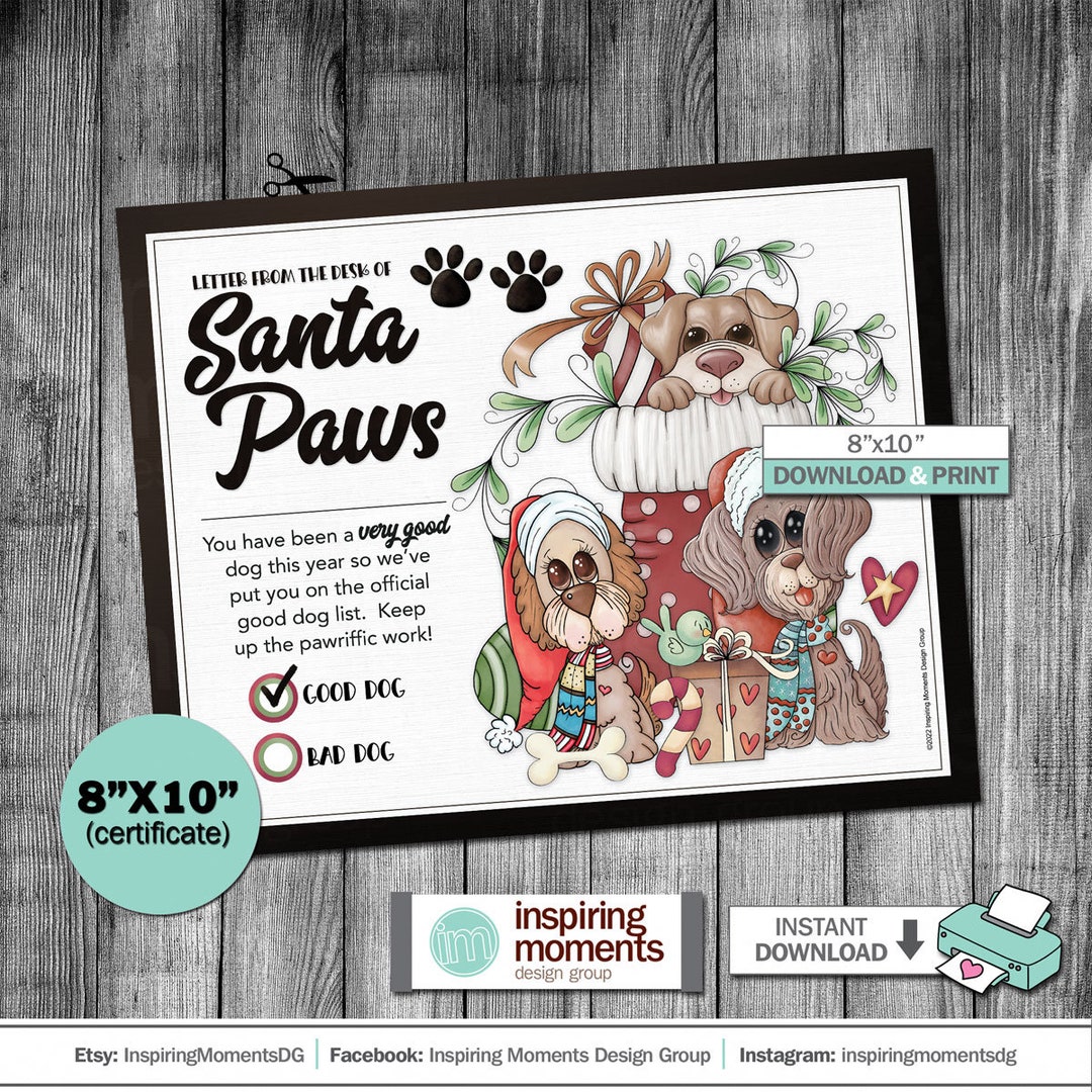 Dog Santa Paws, Grooming First Christmas Haircut Certificate, Groom ...