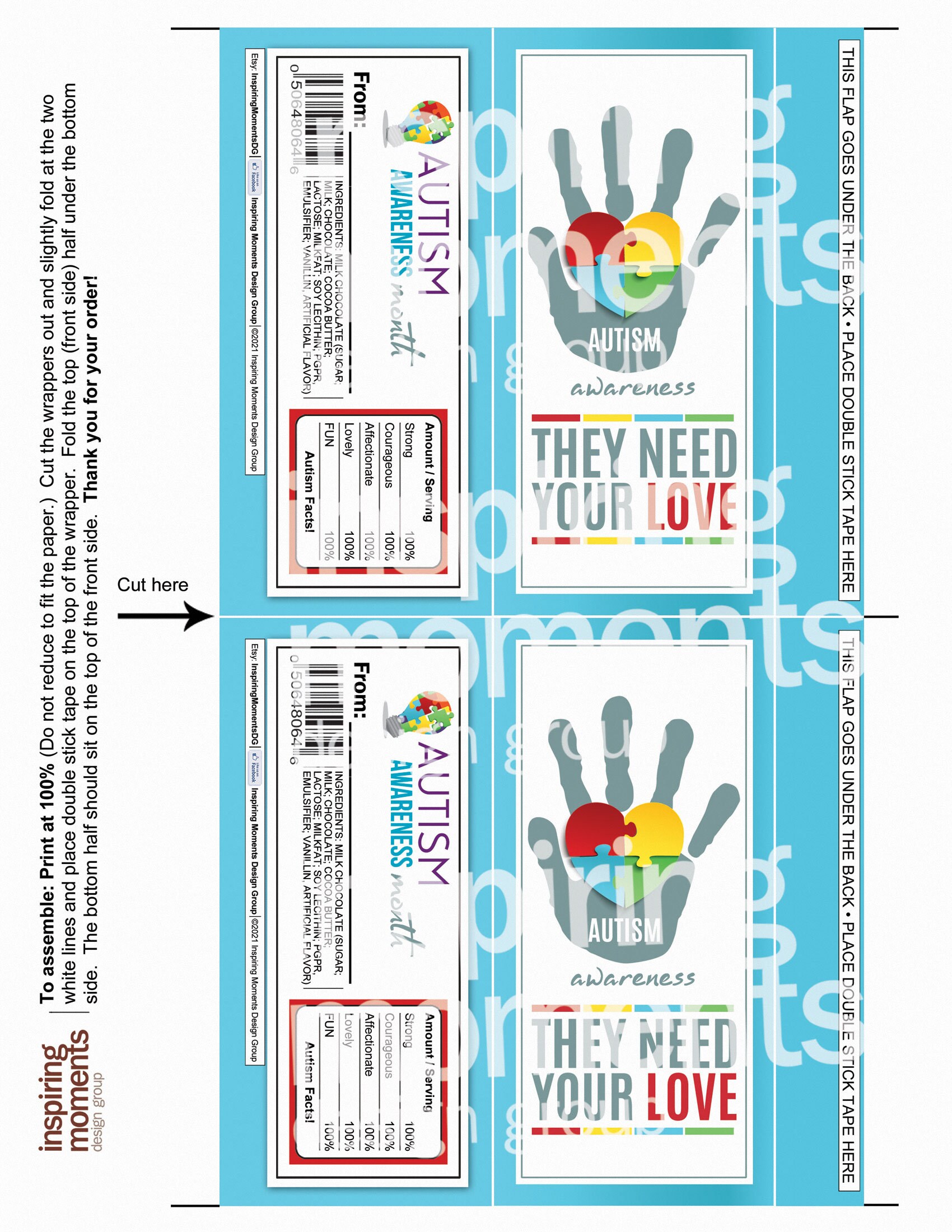 Autism Love Candy Bar Wrap Thank You Fundraiser Race - Etsy