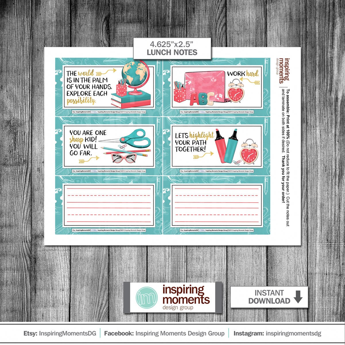 INSTANT DOWNLOAD Printable Kids Lunch Tags Girls - Etsy