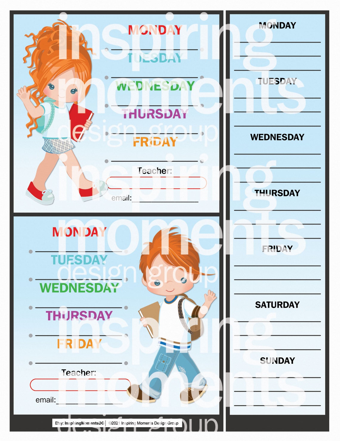 School Days of the Week Planner School Specials Flyer - Etsy