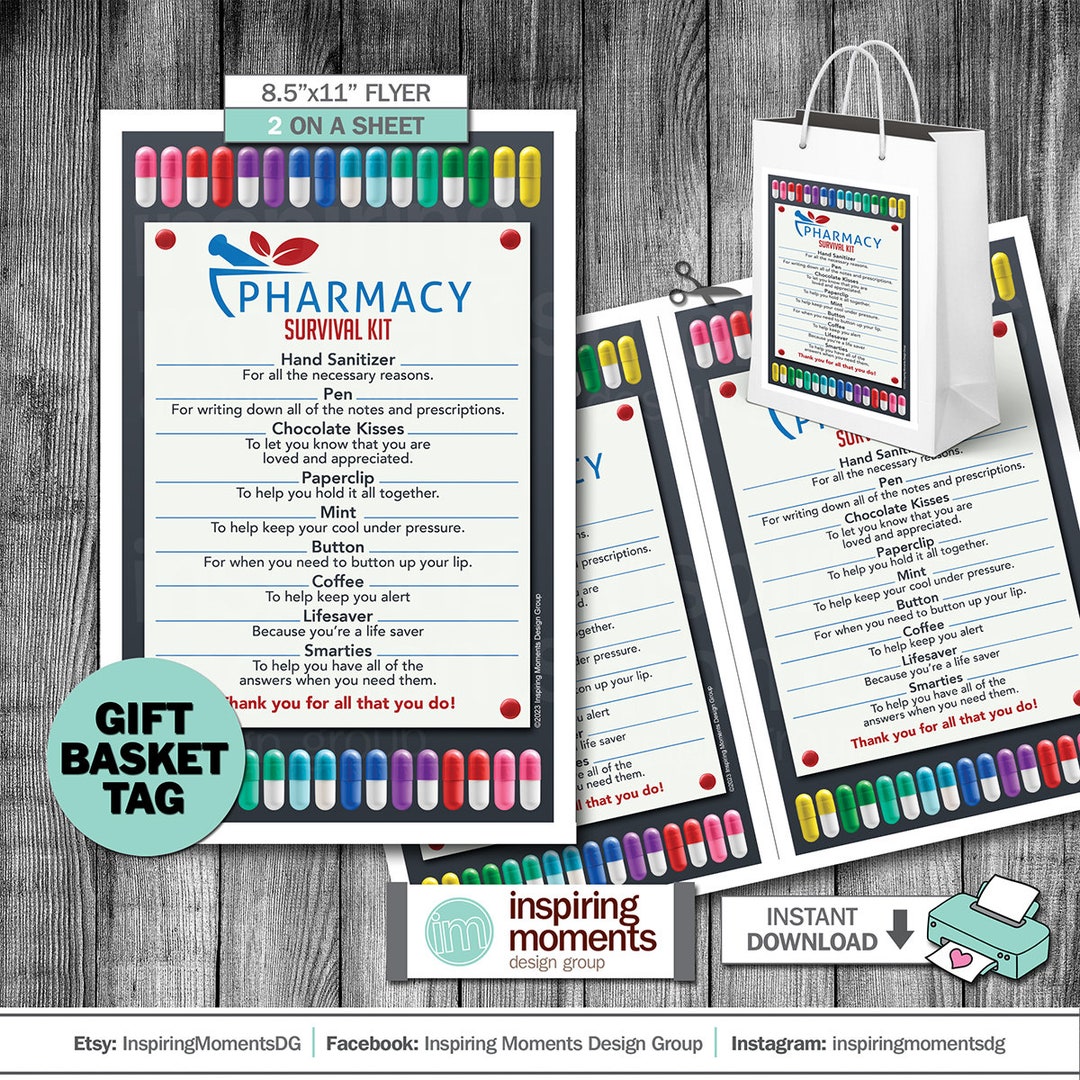 Pharmacy Survival Kit Flyer Printable: Medical Staff Gift (digital ...