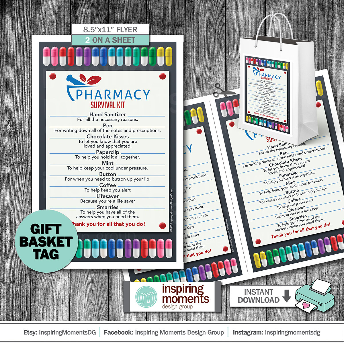 Pharmacy Survival Kit Flyer Printable: Medical Staff Gift (digital ...