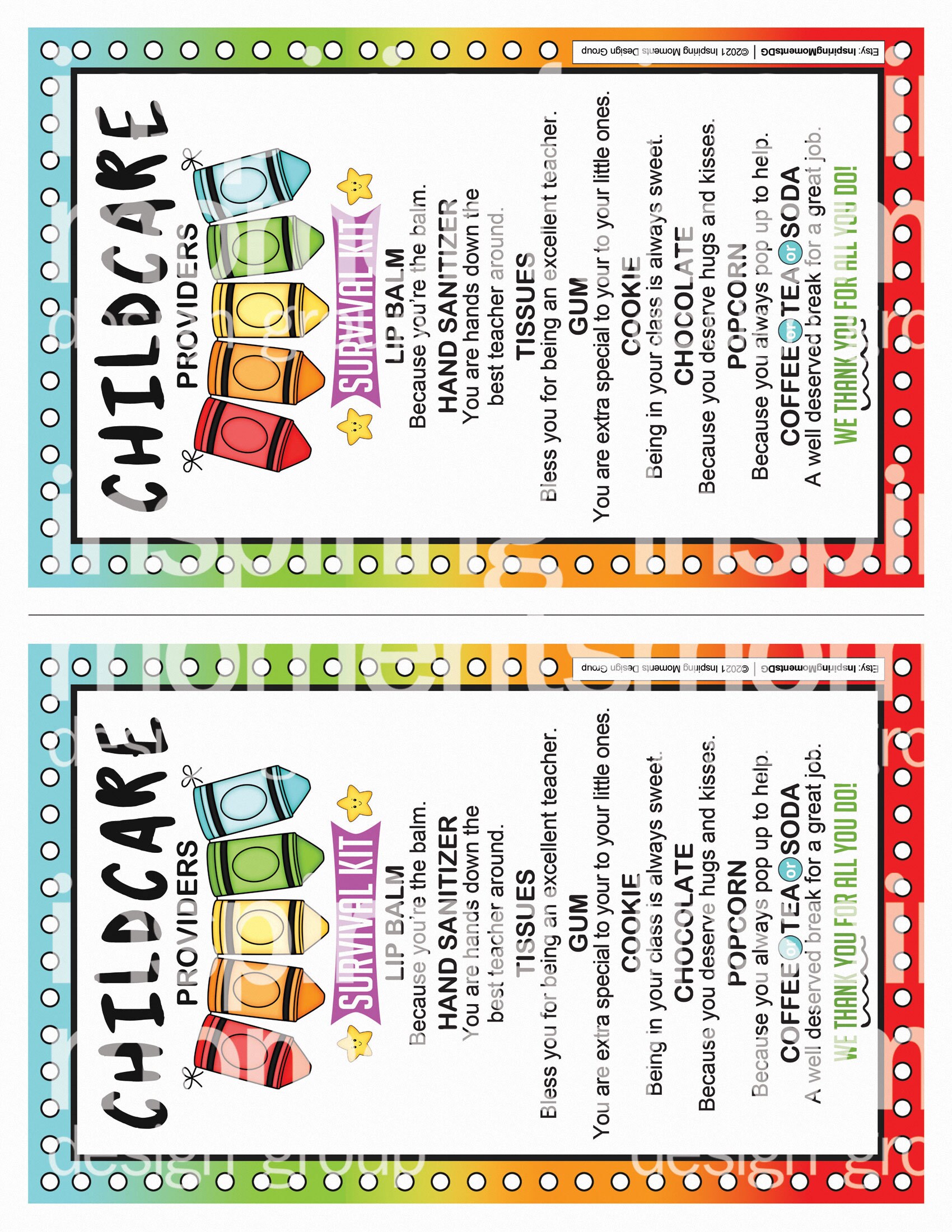 Childcare Survival Kit Flyer Printable Child Care Day Care - Etsy Canada