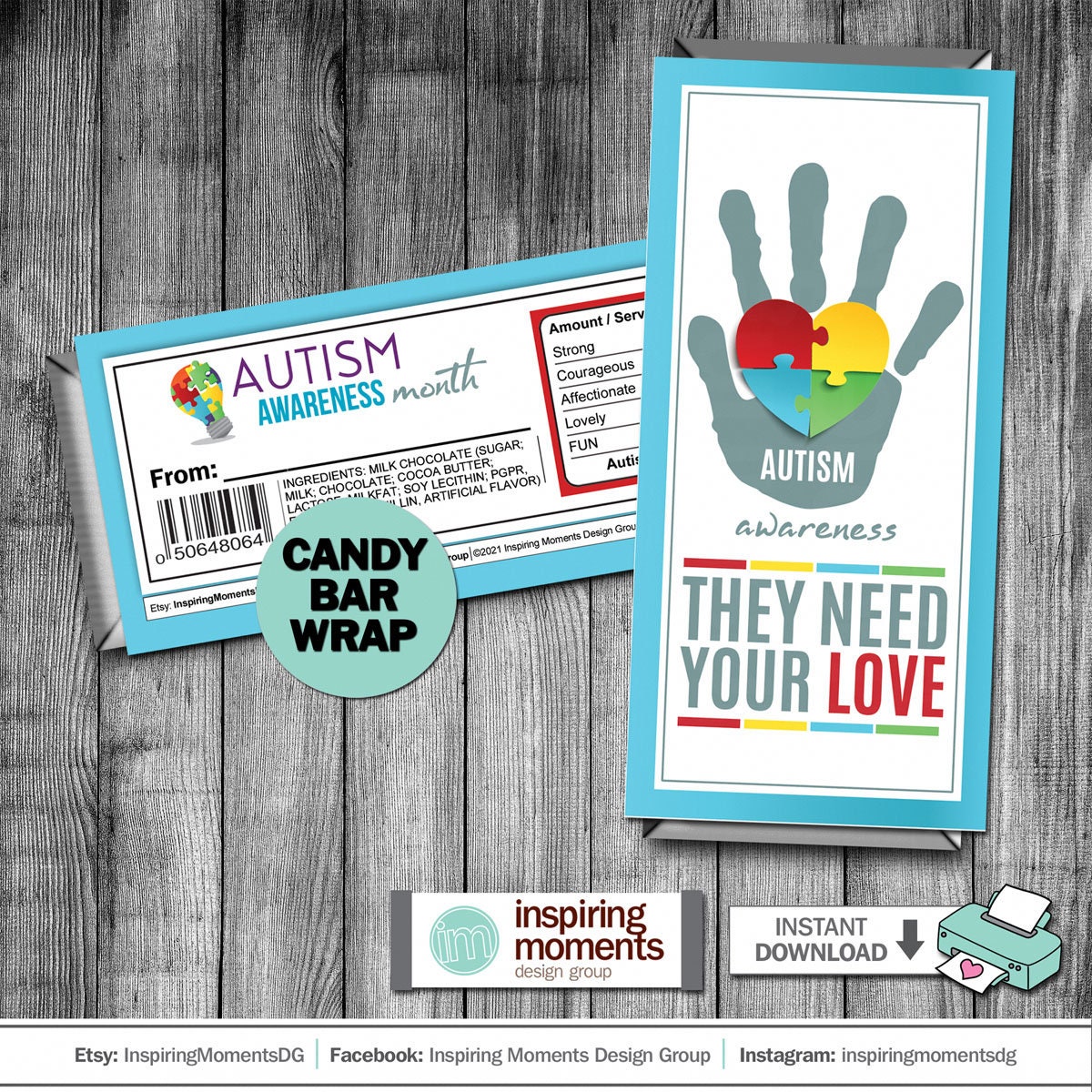 Autism Love Candy Bar Wrap Thank You Fundraiser Race - Etsy