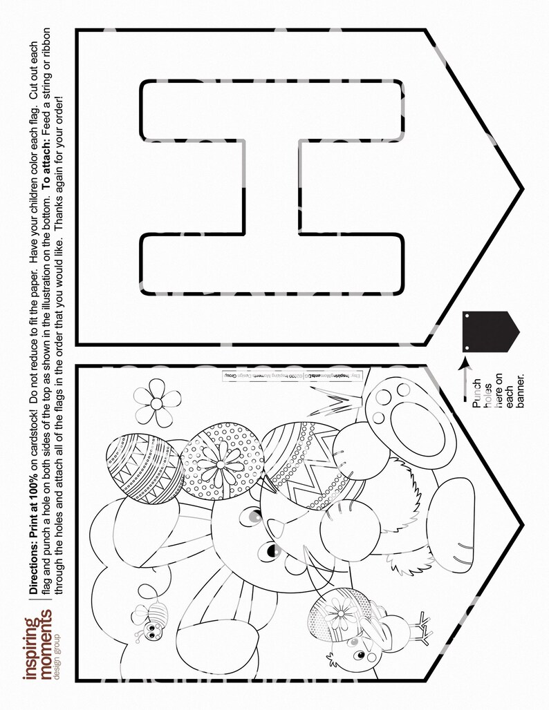 Easter Coloring Banner Easter Bunny Happy Easter Egg Hunt - Etsy