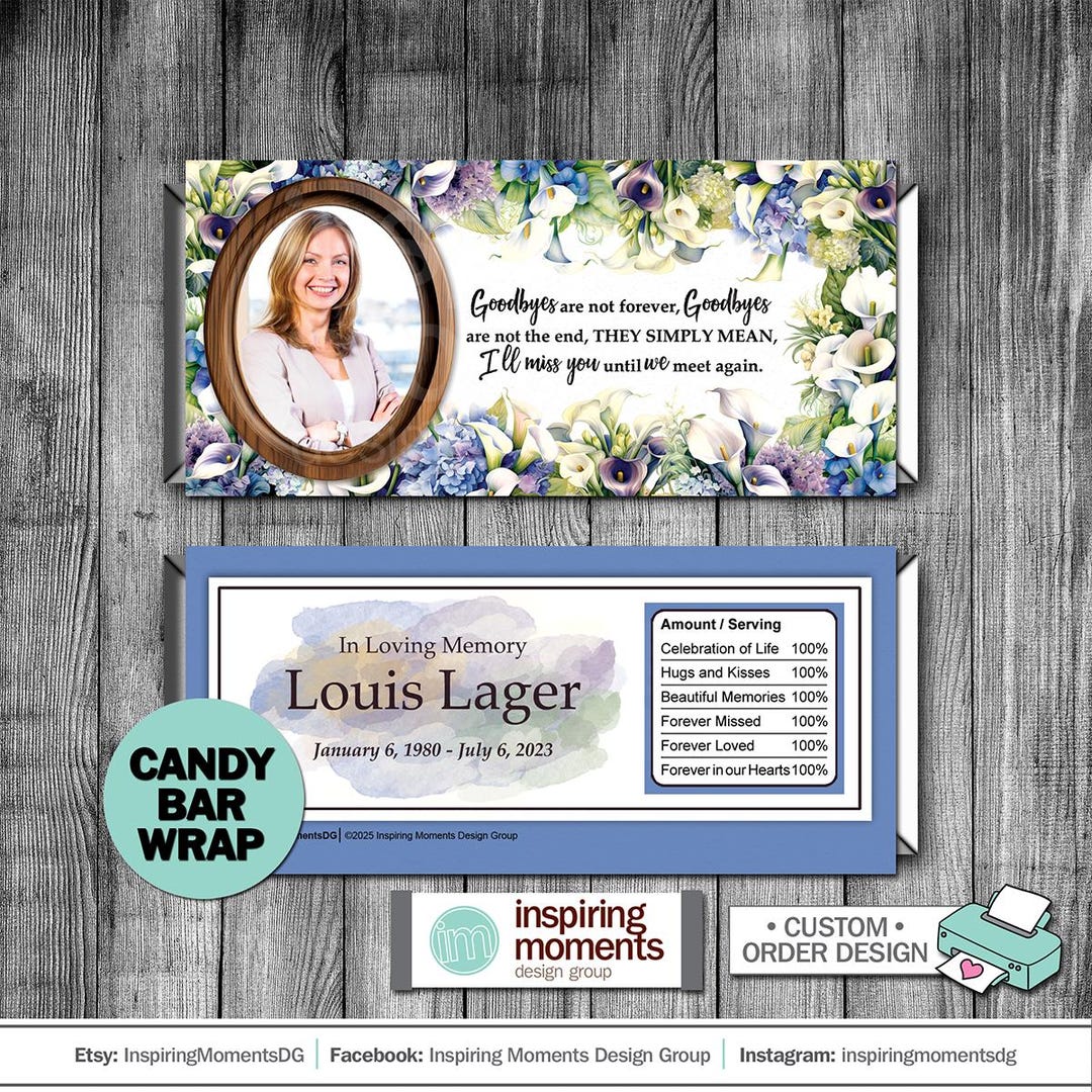 Celebration of Life Candy Bar Wrapper, in Loving Memory, Remembrance ...