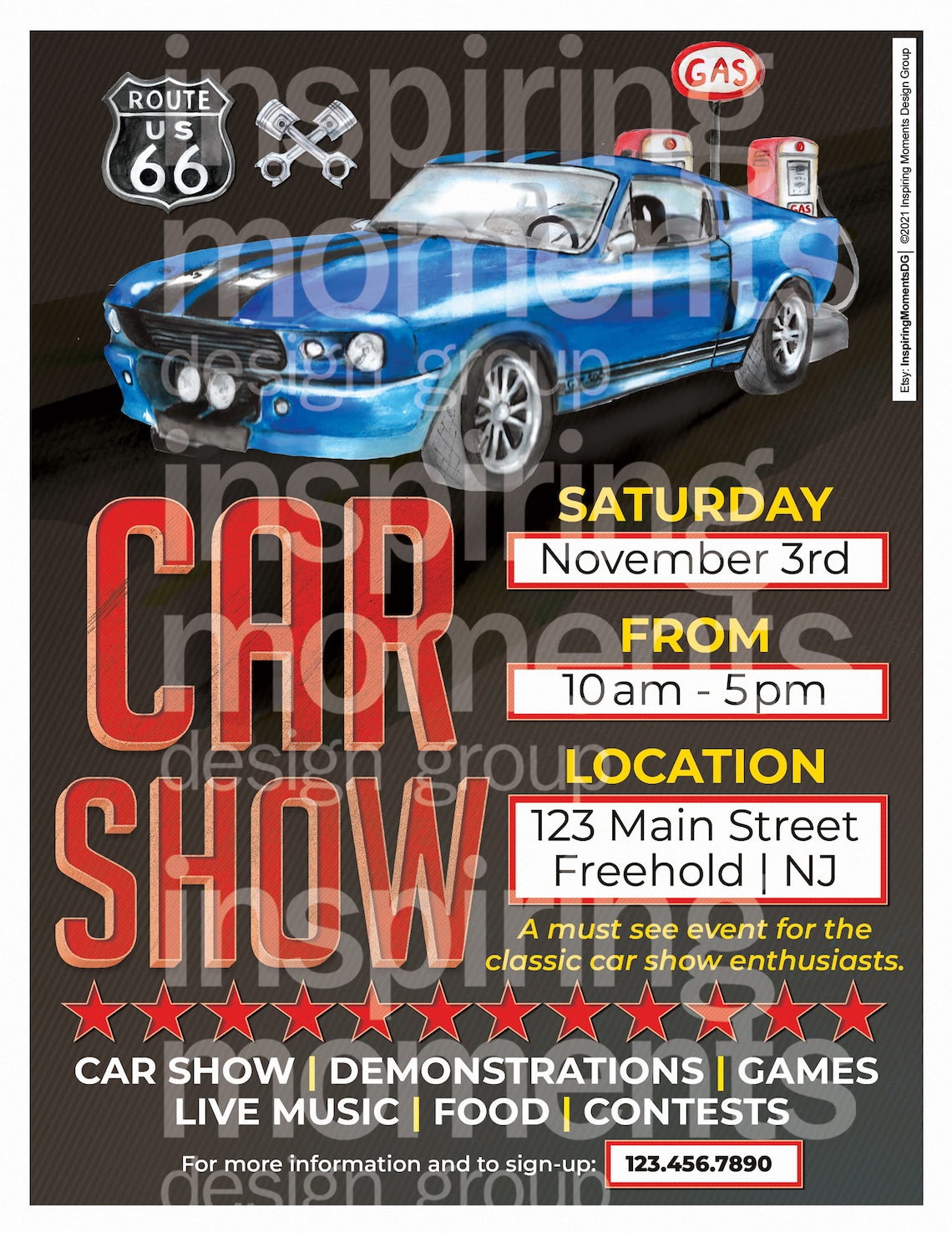 Car Show Flyer Printable Classic Car Show Automobile | Etsy