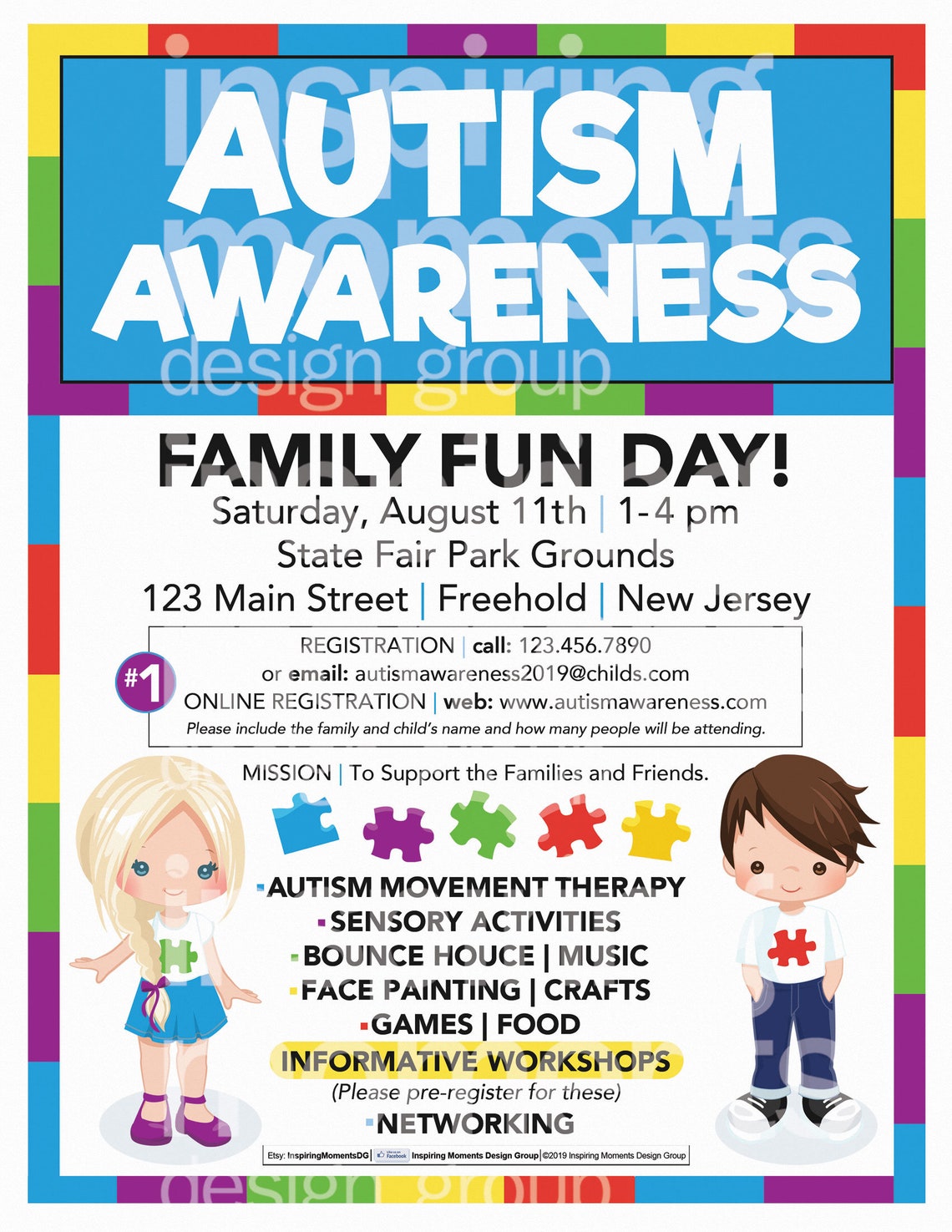 Autism Awareness Family Fun Day Event Flyer Printable - Etsy