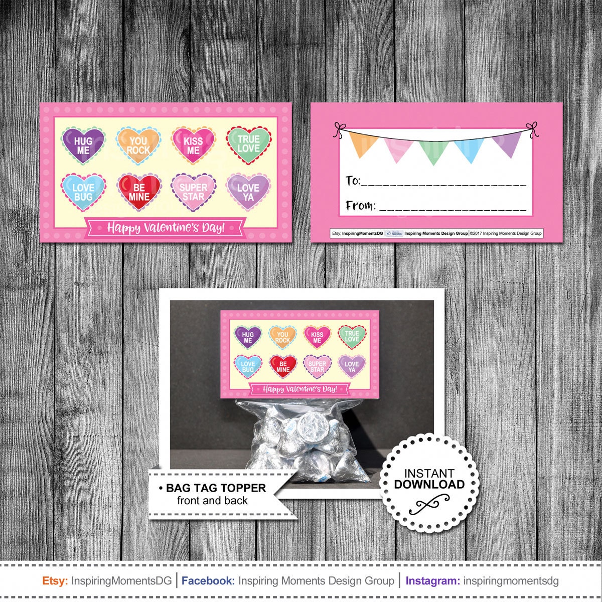 Printable Valentine Bag Tags Conversation Hearts Valentine | Etsy