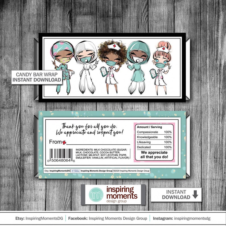 Nurse Thank You Candy Bar Wrapper: Printable Hershey Bar (instant ...