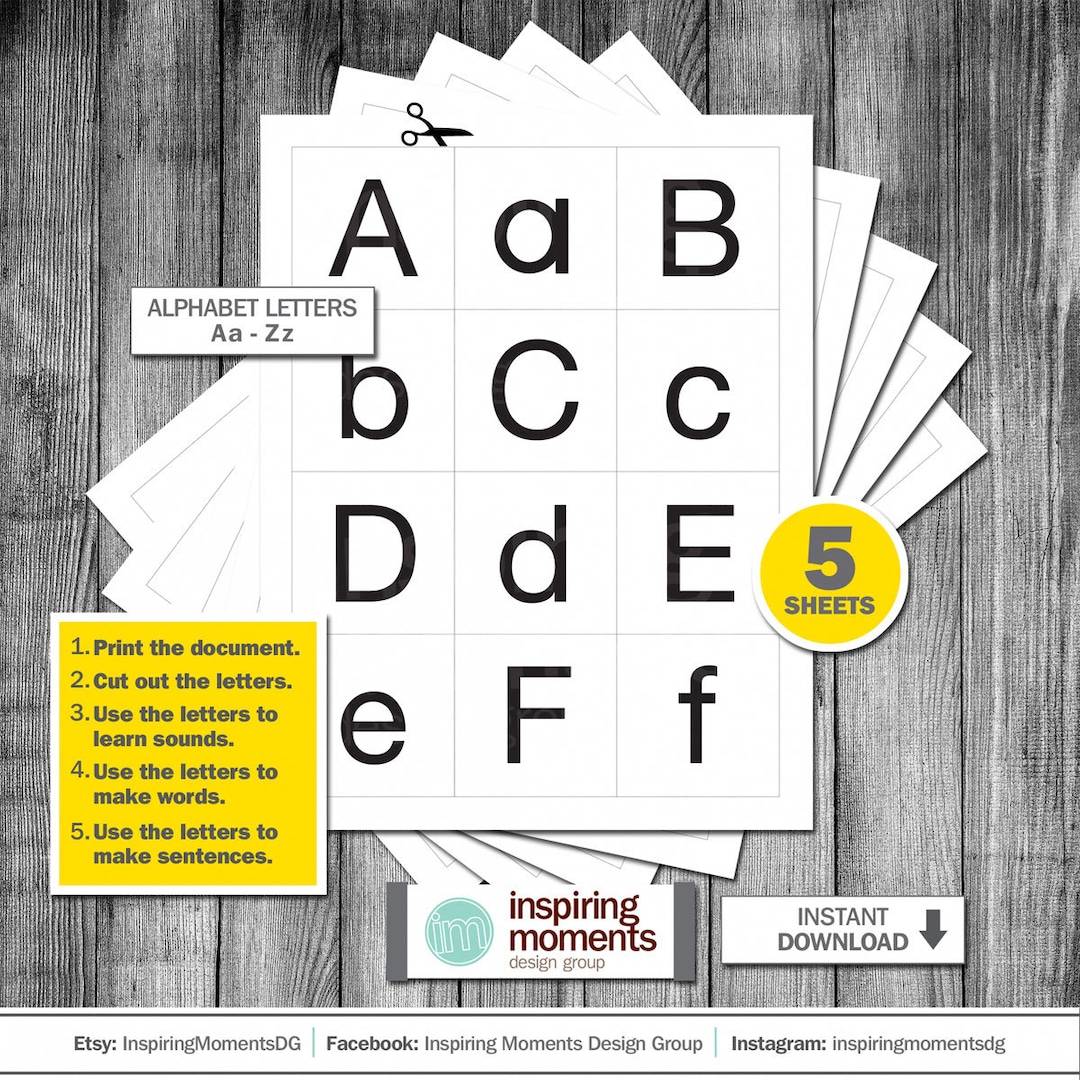 INSTANT DOWNLOAD, Printable Letters, Alphabet, Kindergarten, Pre-school ...