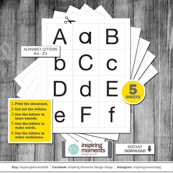 INSTANT DOWNLOAD Printable Letters Alphabet Kindergarten | Etsy