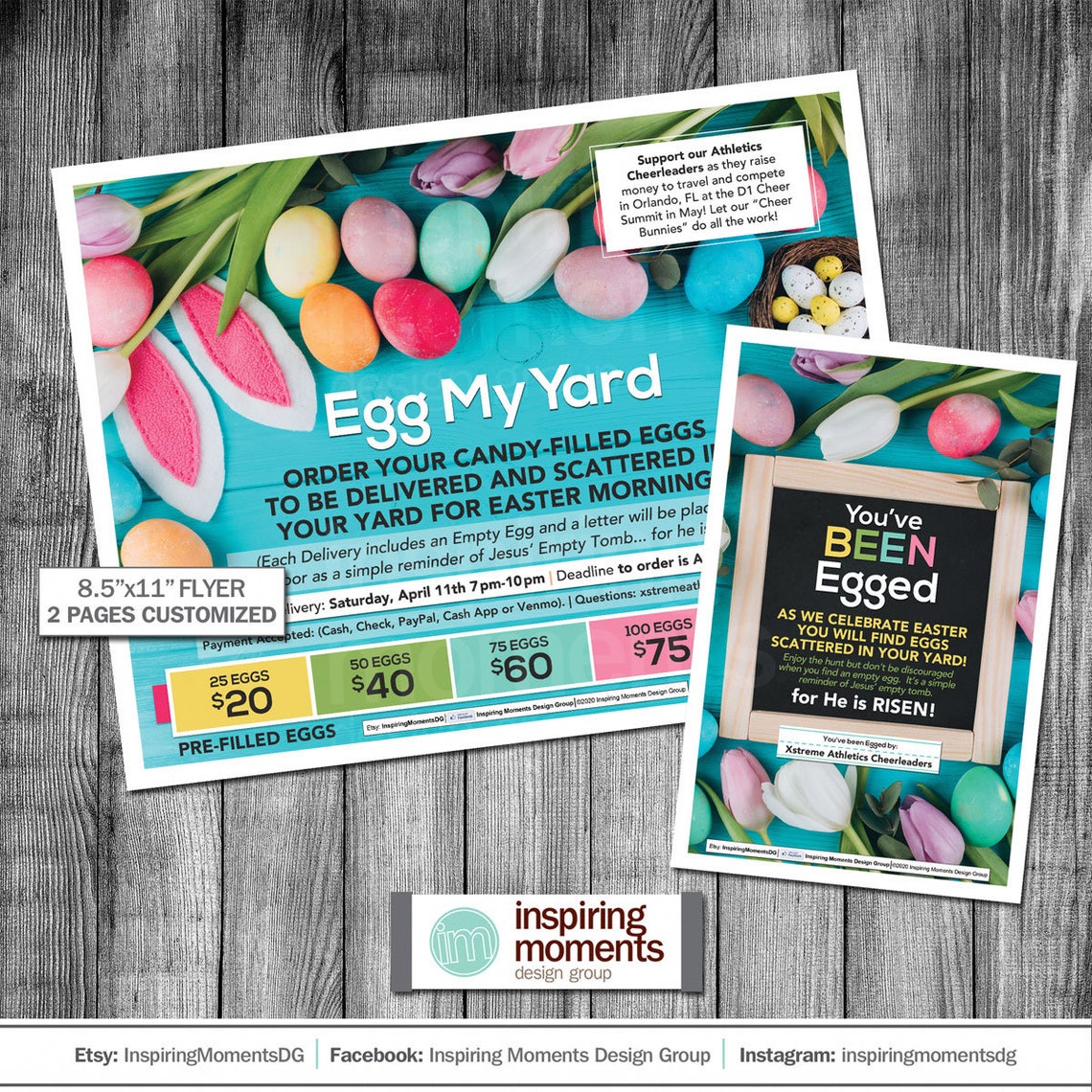Egg My Yard Event Flyer Printable Egged Fundraiser Business Etsy 