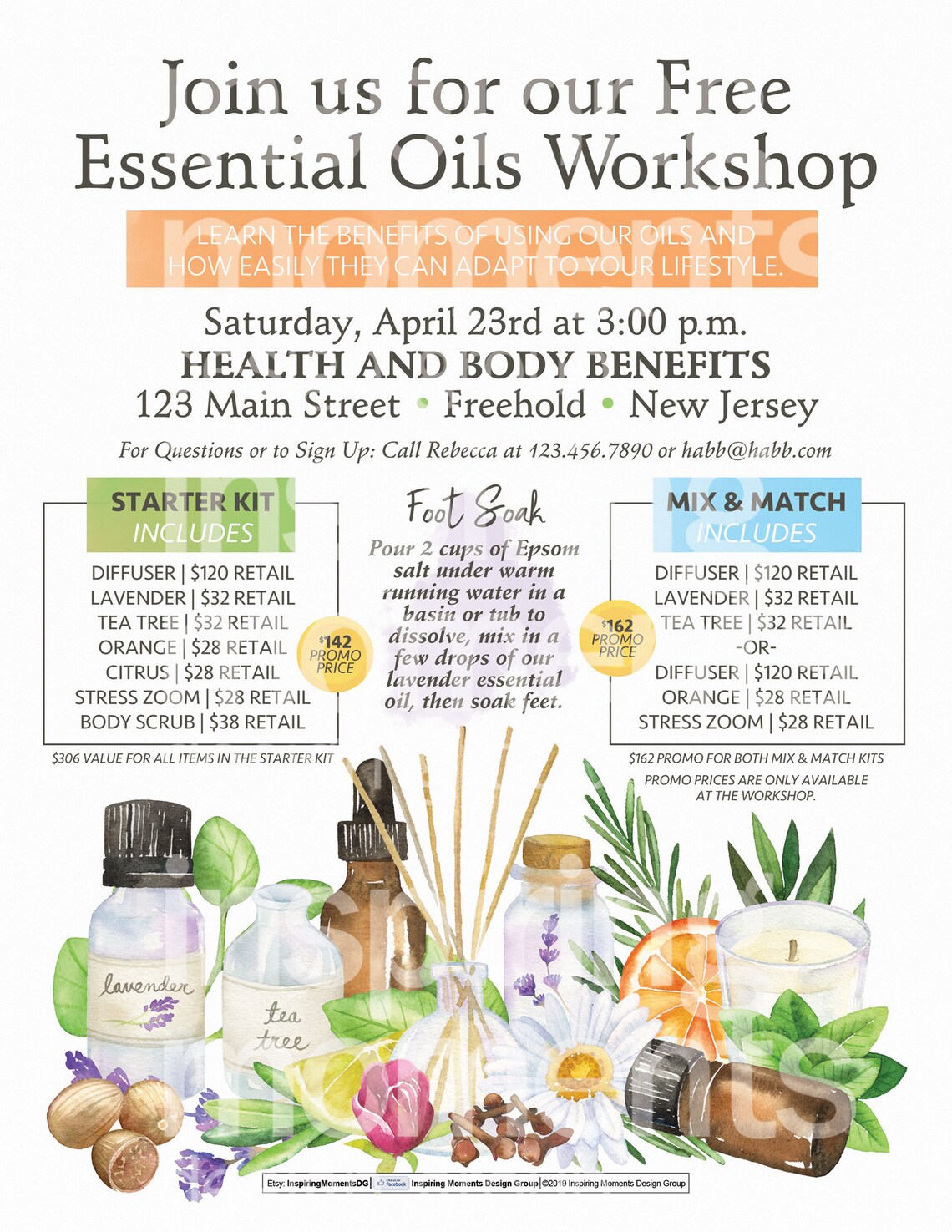 Essential Oils Event Flyer Printable Workshop Fundraiser - Etsy